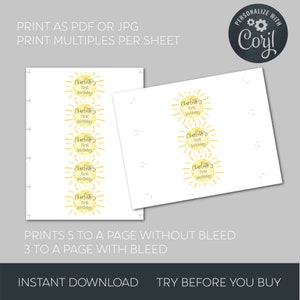 Sunshine Birthday Water Bottle Label Template, Printable First Trip ...