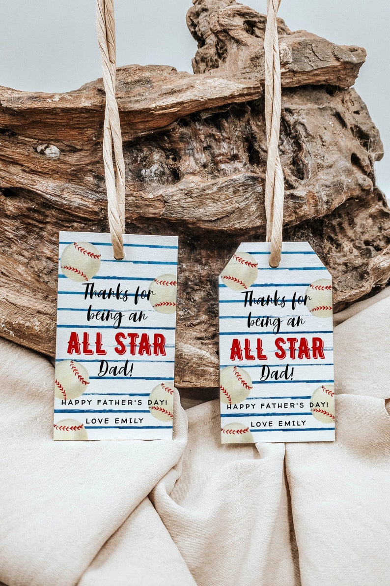 Father's Day Gift Tag Template, Printable Baseball All Star Dad Favor ...