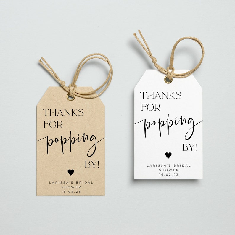 Thanks for Popping by Tag Template Printable Bridal Shower - Etsy UK