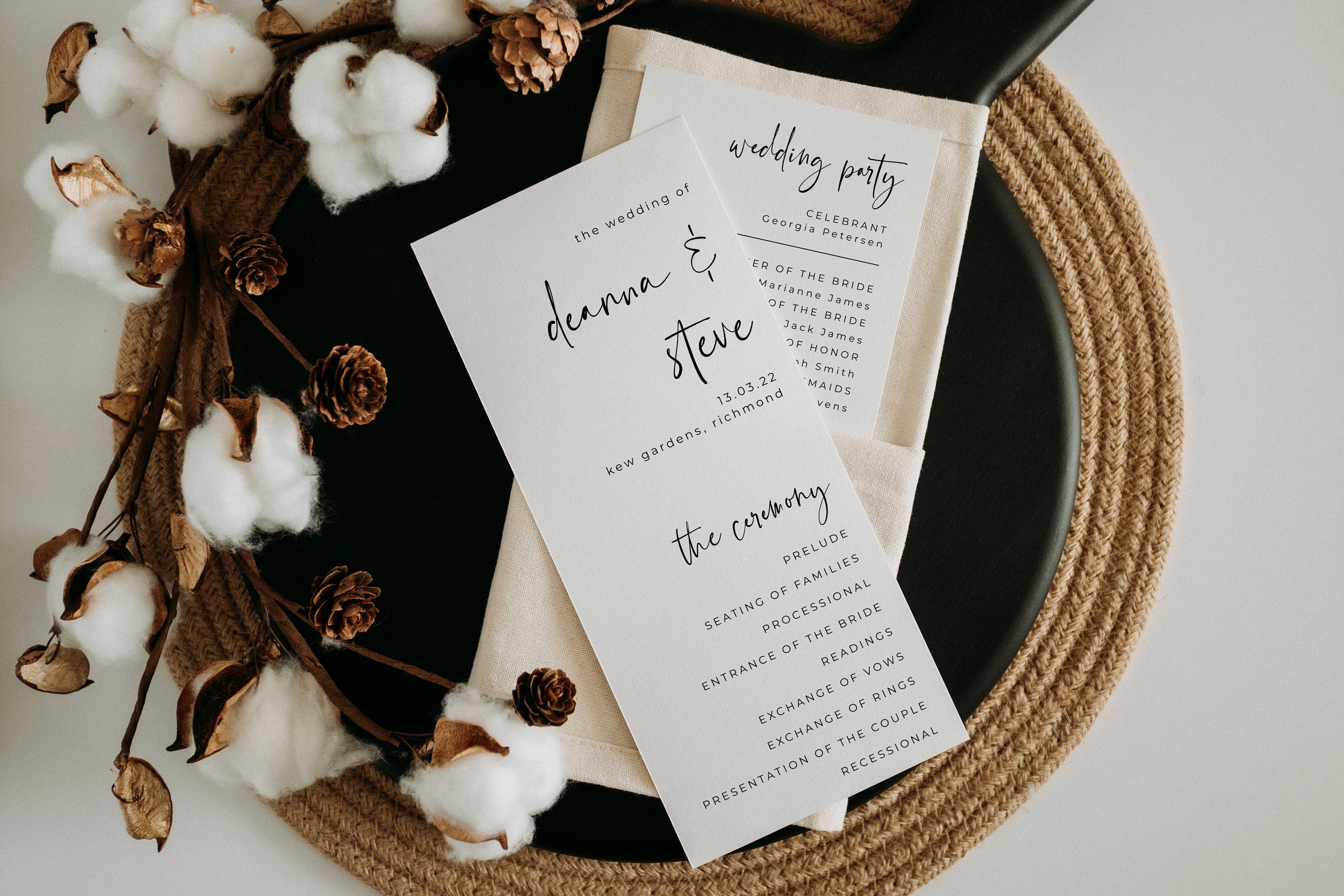 Modern Wedding Program Template Printable Minimalist Simple | Etsy
