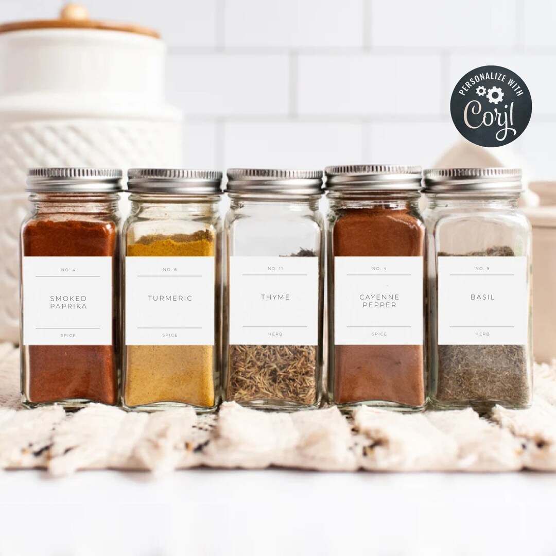 Editable Square Spice Jar Label Template, Printable Minimal Pantry ...