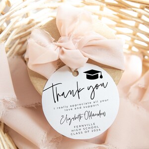 Modern Graduation Favor Tag Template, Printable Graduate Thank You Gift ...