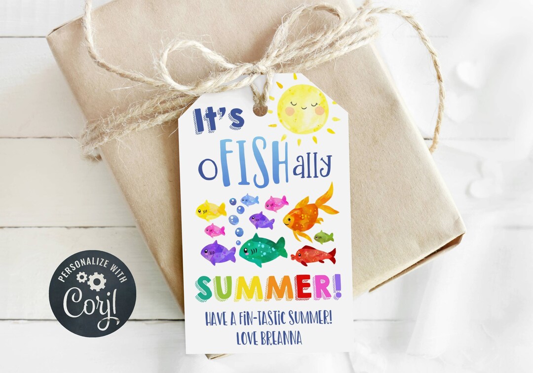 It's O-fish-ally Summer Gift Tag Template Printable Last - Etsy