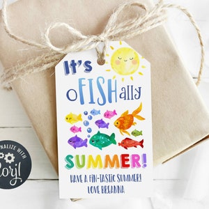 It's O-fish-ally Summer Gift Tag Template Printable Last - Etsy