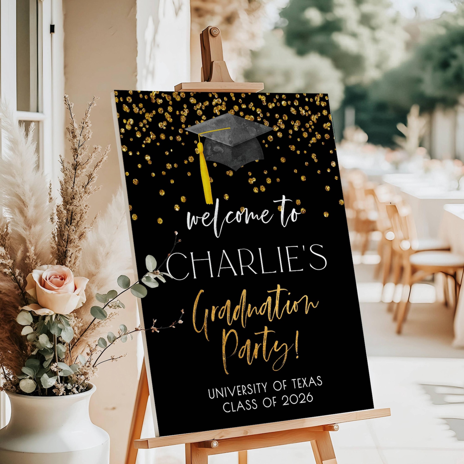 Graduation Welcome Sign Template, Printable Modern Confetti Graduate ...