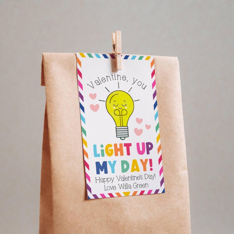 You Light up My Day Valentine Gift Tag Template, Printable Finger ...