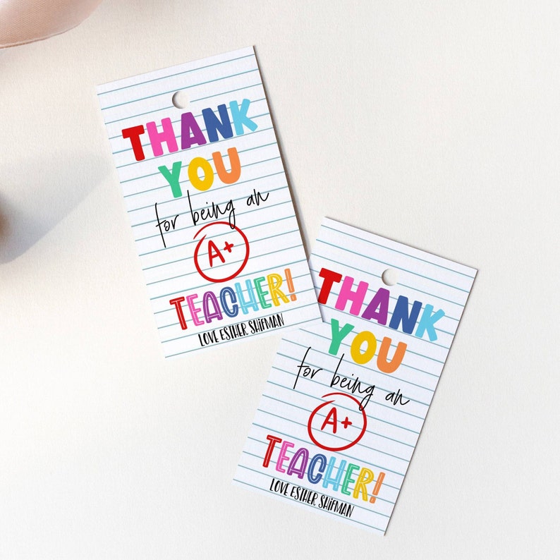 Editable Teacher Appreciation Gift Tag Template, Printable A+ Teacher ...