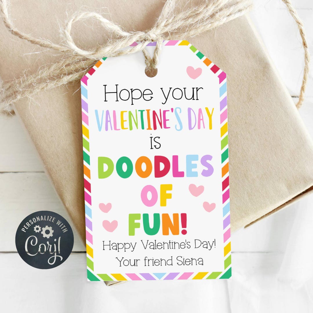 Doodles of Fun Valentine's Day Gift Tag Template, Printable Drawing Pad ...