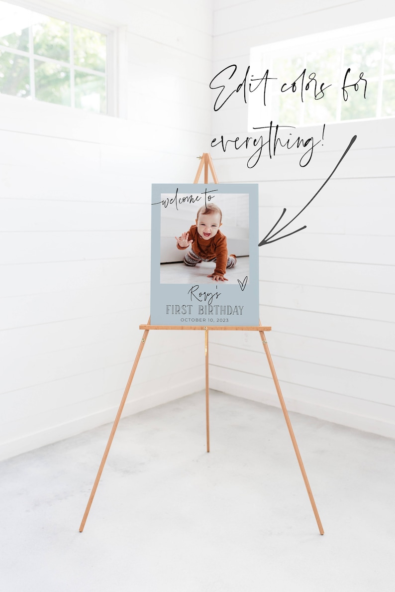 Modern Photo Birthday Welcome Sign Template Printable Minimal - Etsy