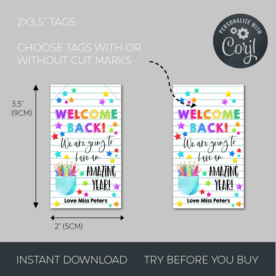 Editable Welcome Back to School Tag Template Printable First - Etsy