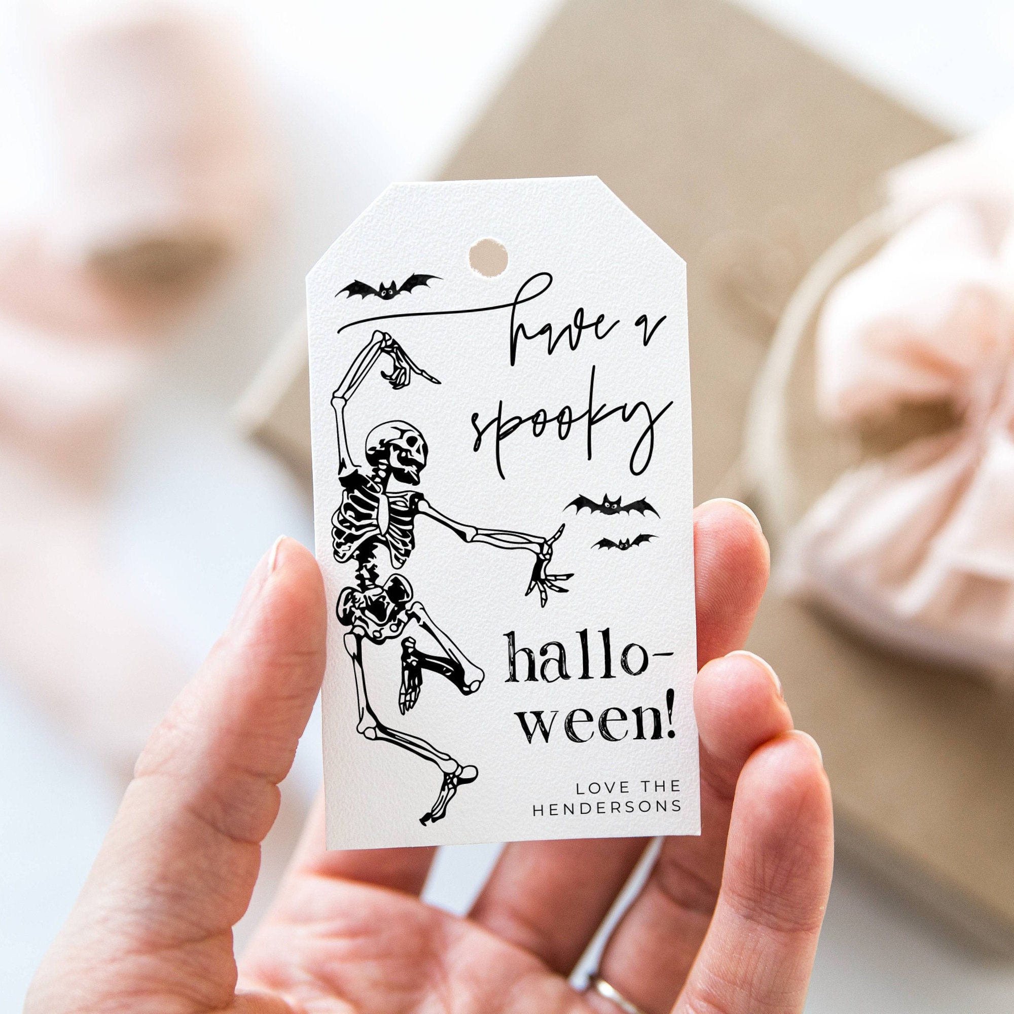Dancing Skeleton Halloween Gift Tag Template, Printable Spooky ...