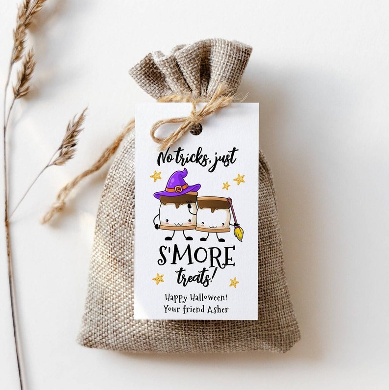Halloween S'mores Gift Tag Template Printable No Tricks - Etsy