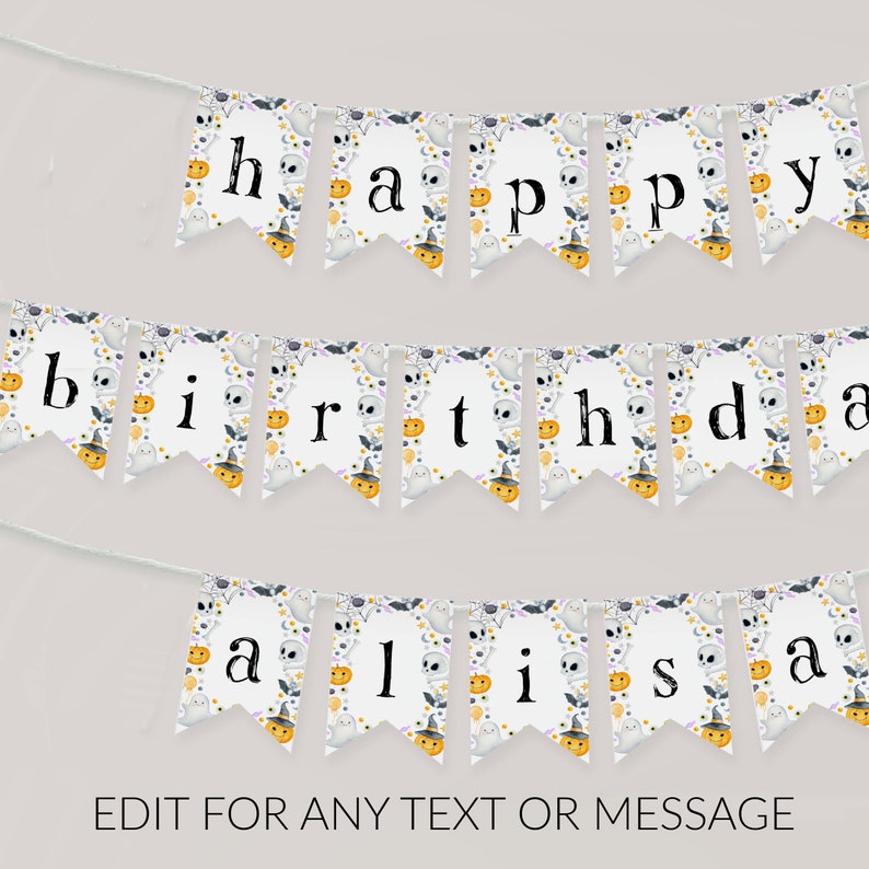 Editable Spooky One Happy Birthday Banner Printable, Printable ...