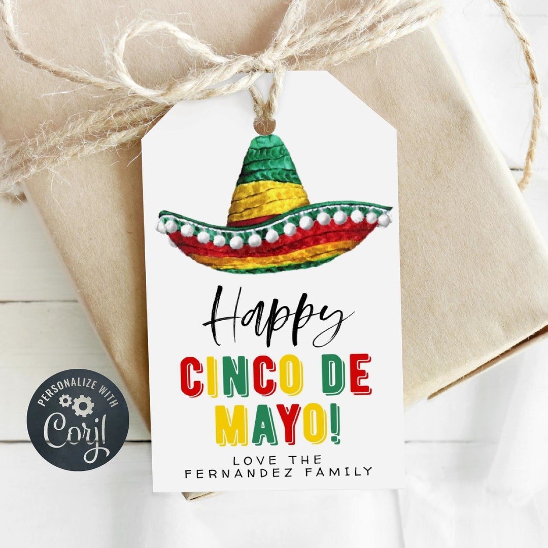 Sombrero Happy Cinco De Mayo Gift Tag Template, Printable 5th of May ...