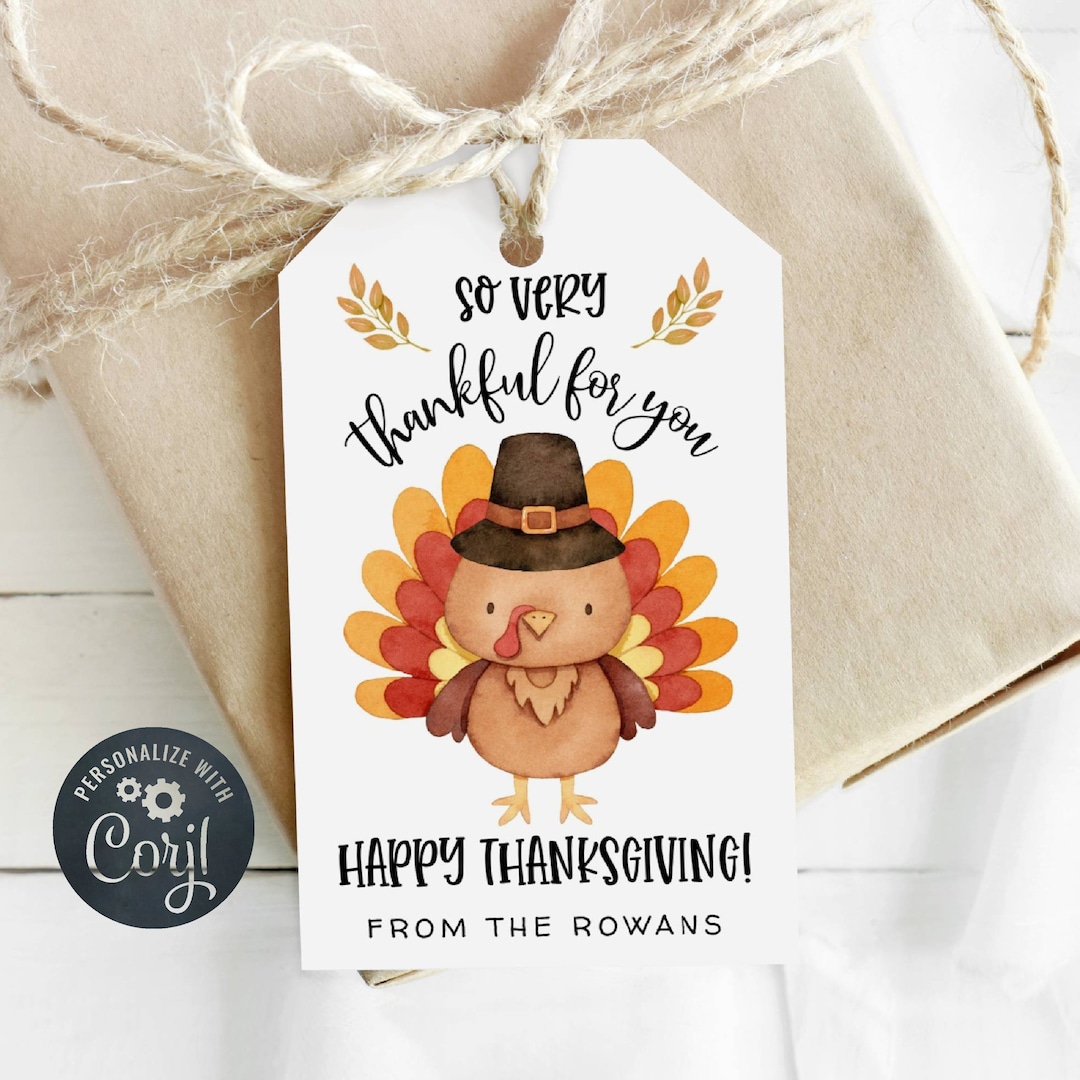 Printable Thanksgiving Gift Tag Template, Cute Turkey Favor Tags ...