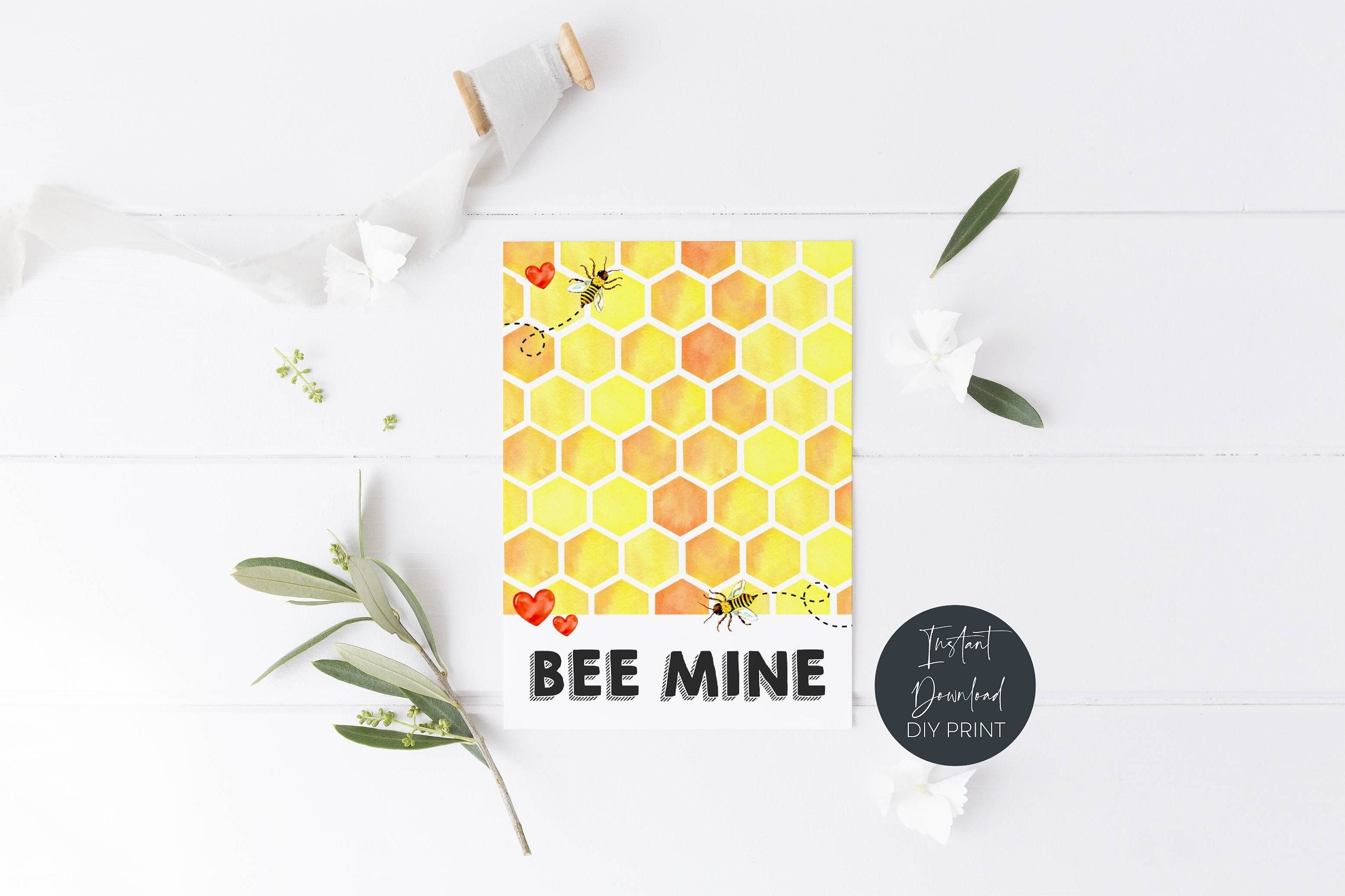 Printable Valentine's Day Bee Mine Mini Cookie Card - Etsy