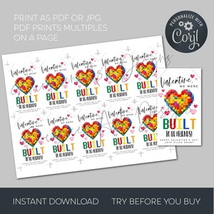Built to Be Friends Valentine Gift Tag Template, Printable Building ...