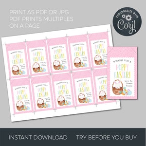 Hoppy Easter Gift Tag Template, Printable Easter Basket Favor Tags ...