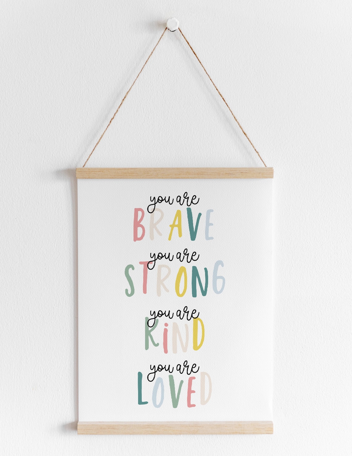 You Are Brave Strong Kind Loved Nursery Art Printable Pastel | Etsy