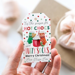 Hot Chocs and Fuzzy Socks Christmas Gift Tag Template, Printable ...