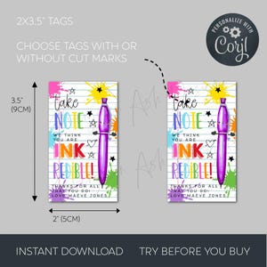 Teacher Appreciation Pens Gift Tag Template, Printable Take Note You ...