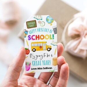 Editable Happy First Day of School Tag Template, Printable Welcome Back ...
