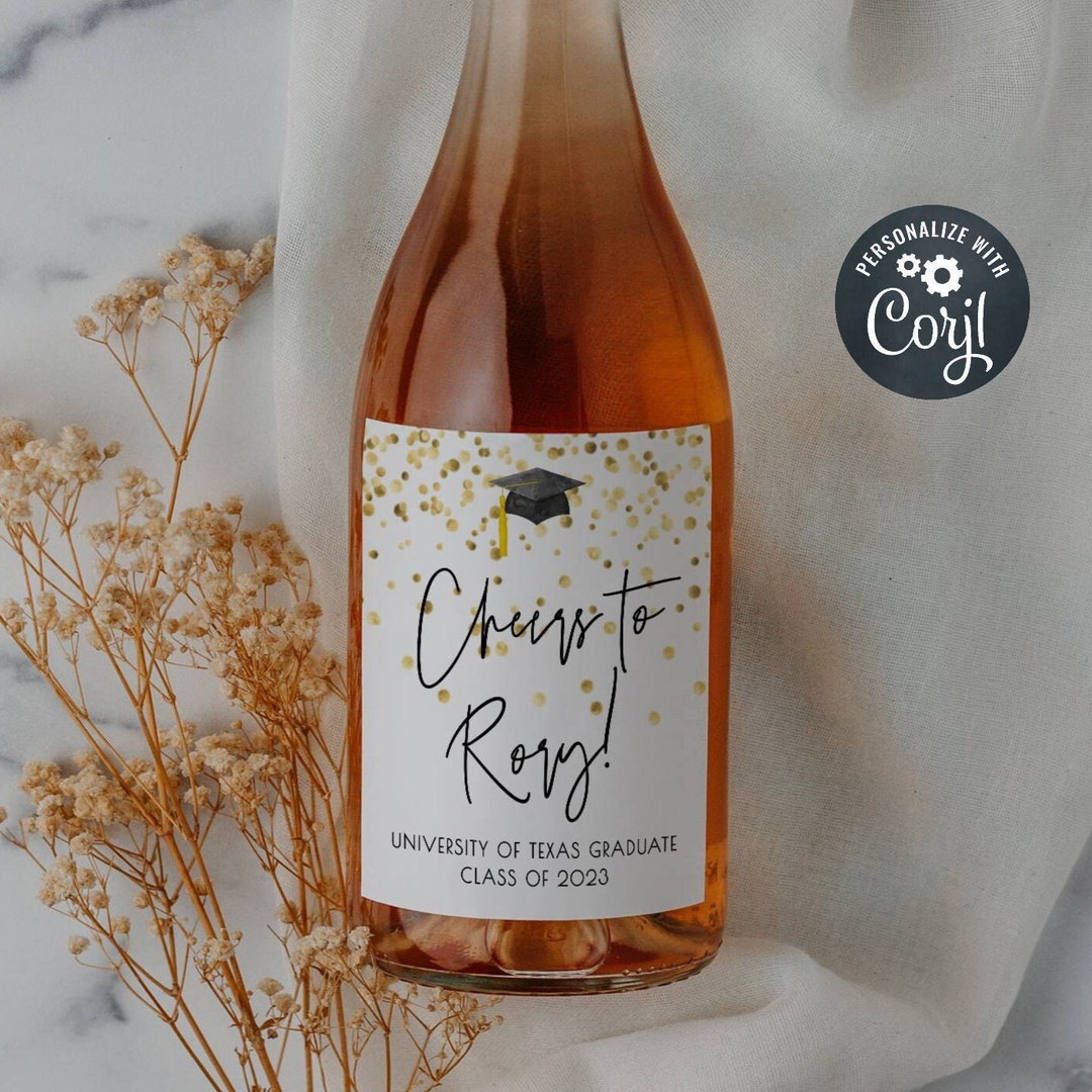 Graduation Wine Bottle Label Template Printable Modern - Etsy