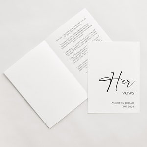 Minimalist Script Wedding Vow Cards Template, Printable Modern Vow ...