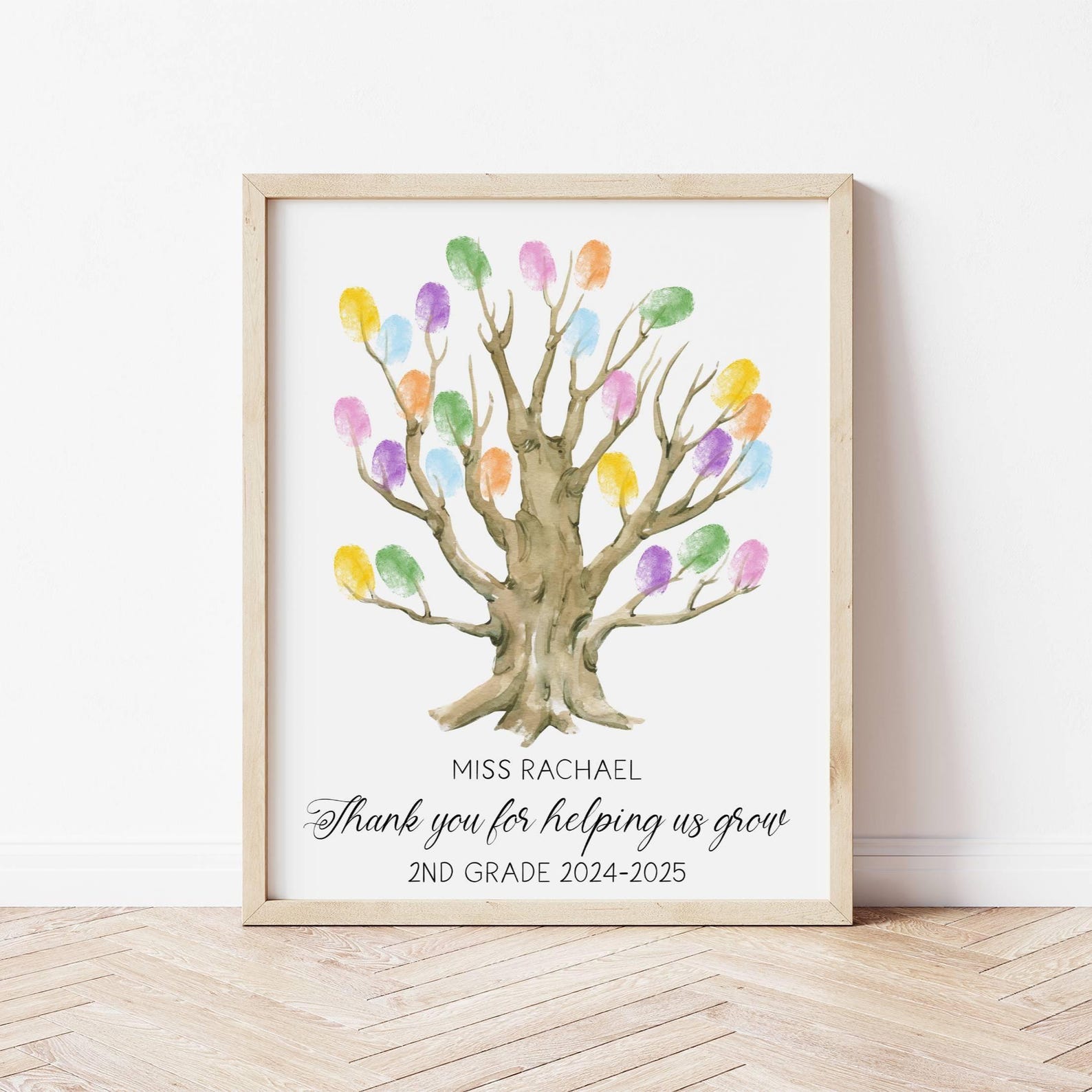 Teacher Gift Fingerprint Tree Sign Template, Printable Teacher Thank ...