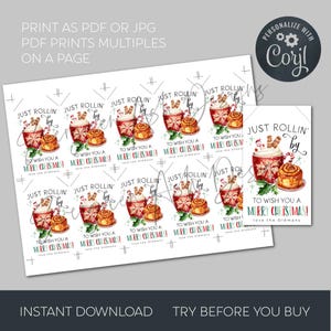 Cinnamon Roll Christmas Gift Tag Template, Printable Just Rolling by ...