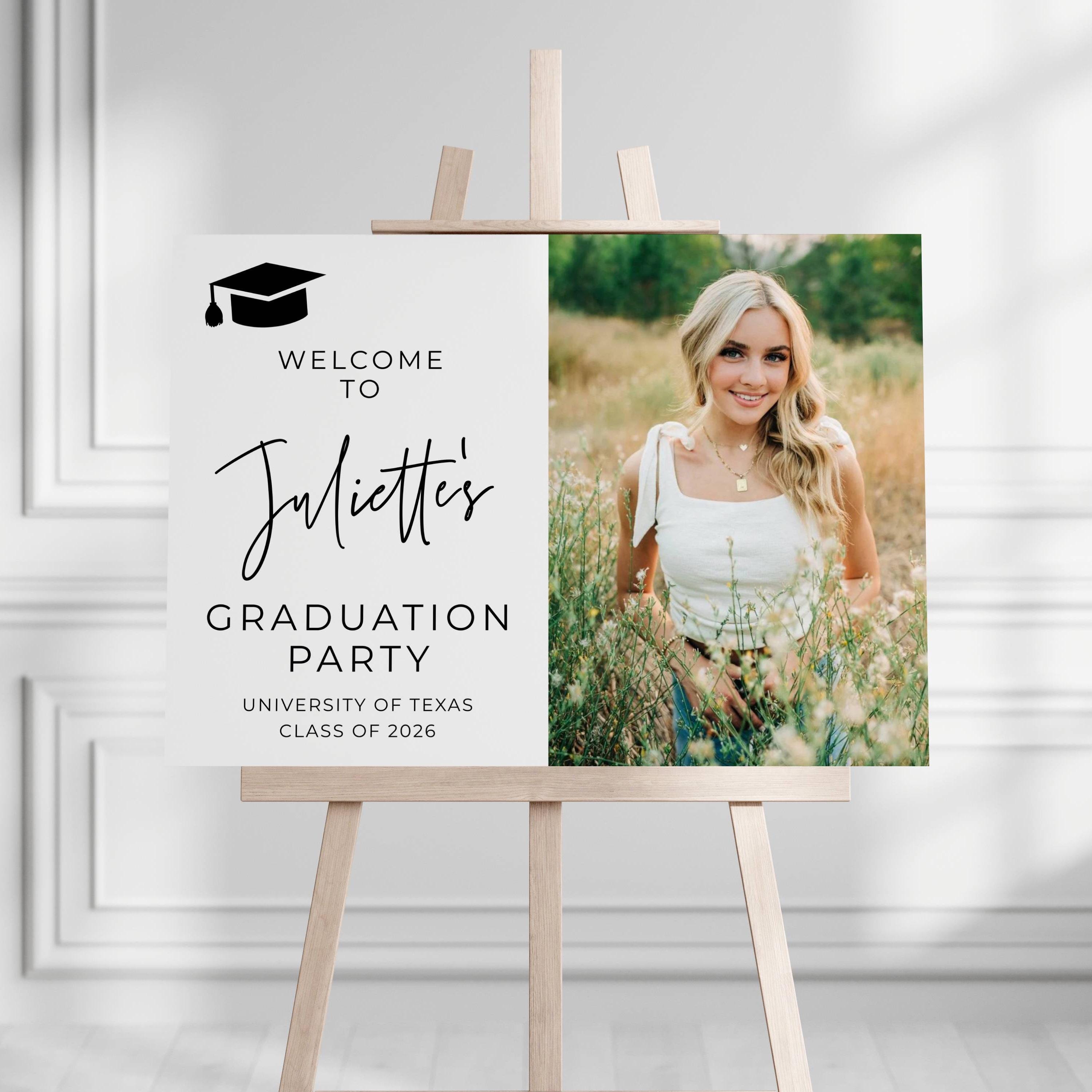 Photo Graduation Welcome Sign Template, Printable Minimalist Graduate ...