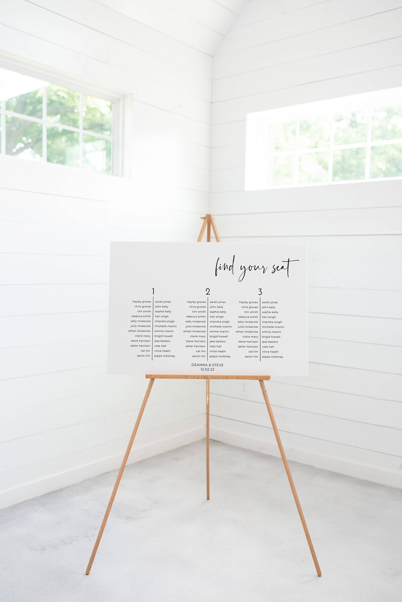Modern Wedding Banquet Seating Chart Template Printable Long | Etsy