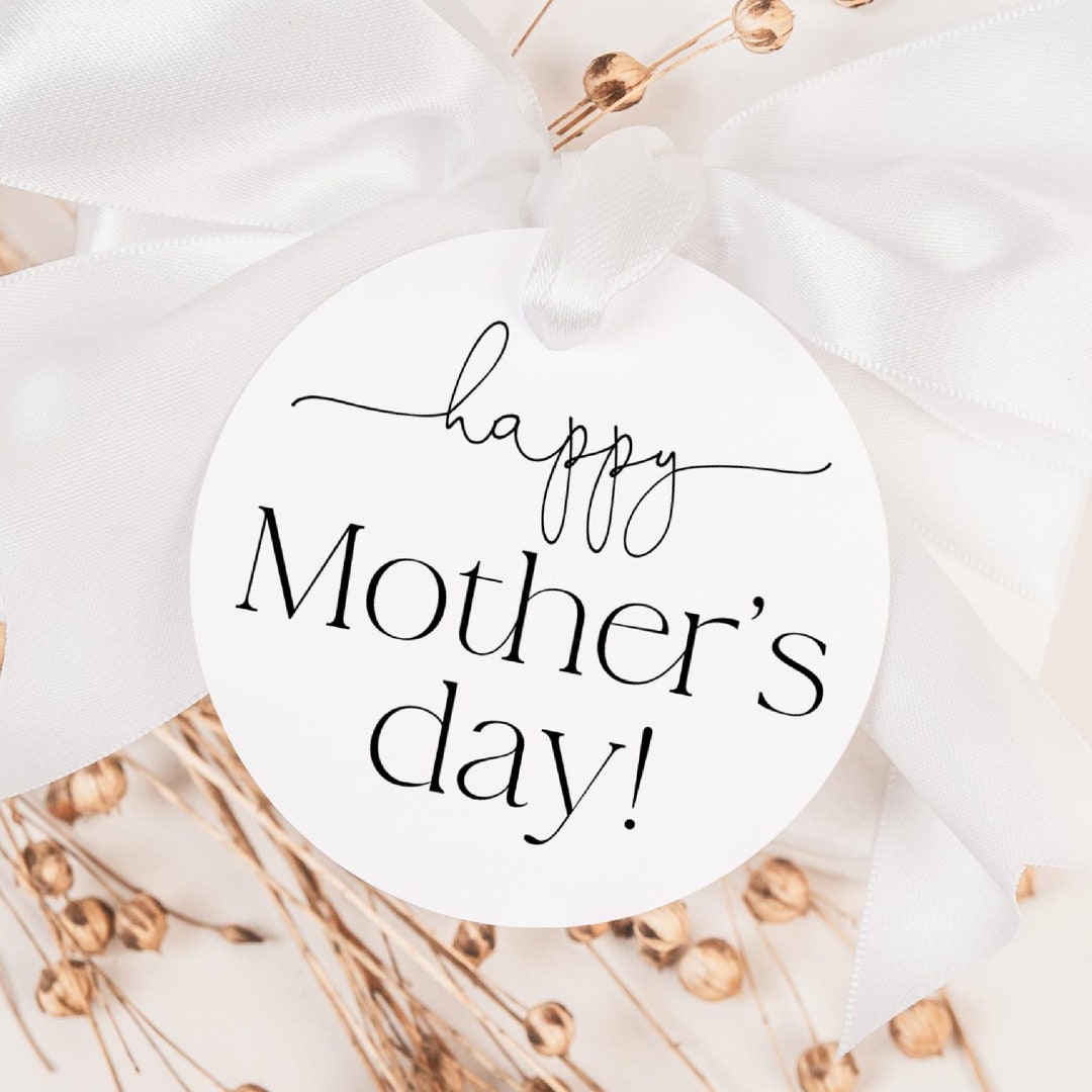 Round Mother's Day Gift Tag Template, Printable Minimalist Mothers Day ...