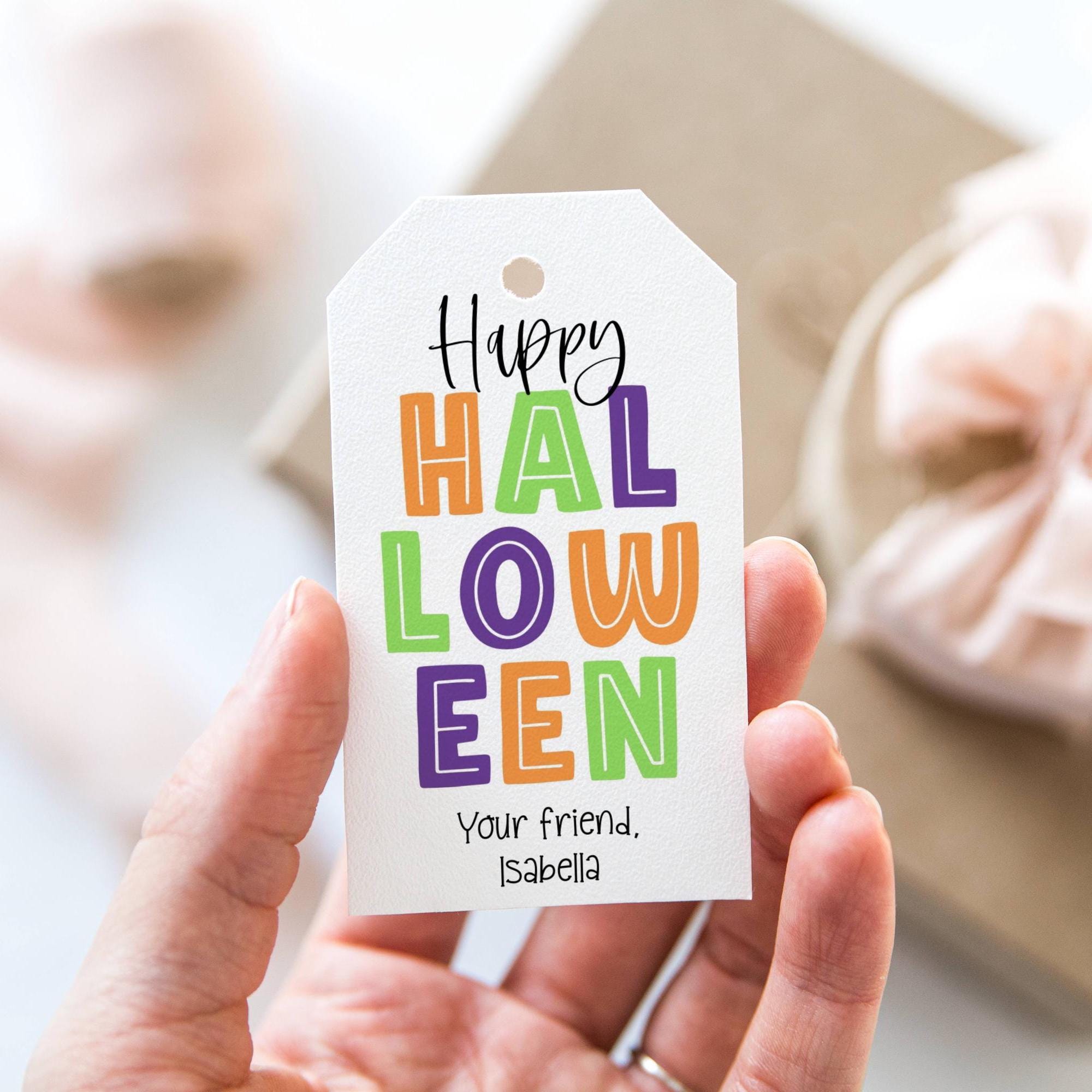 Happy Halloween Gift Tag Template, Printable Class Halloween Favor Tags ...