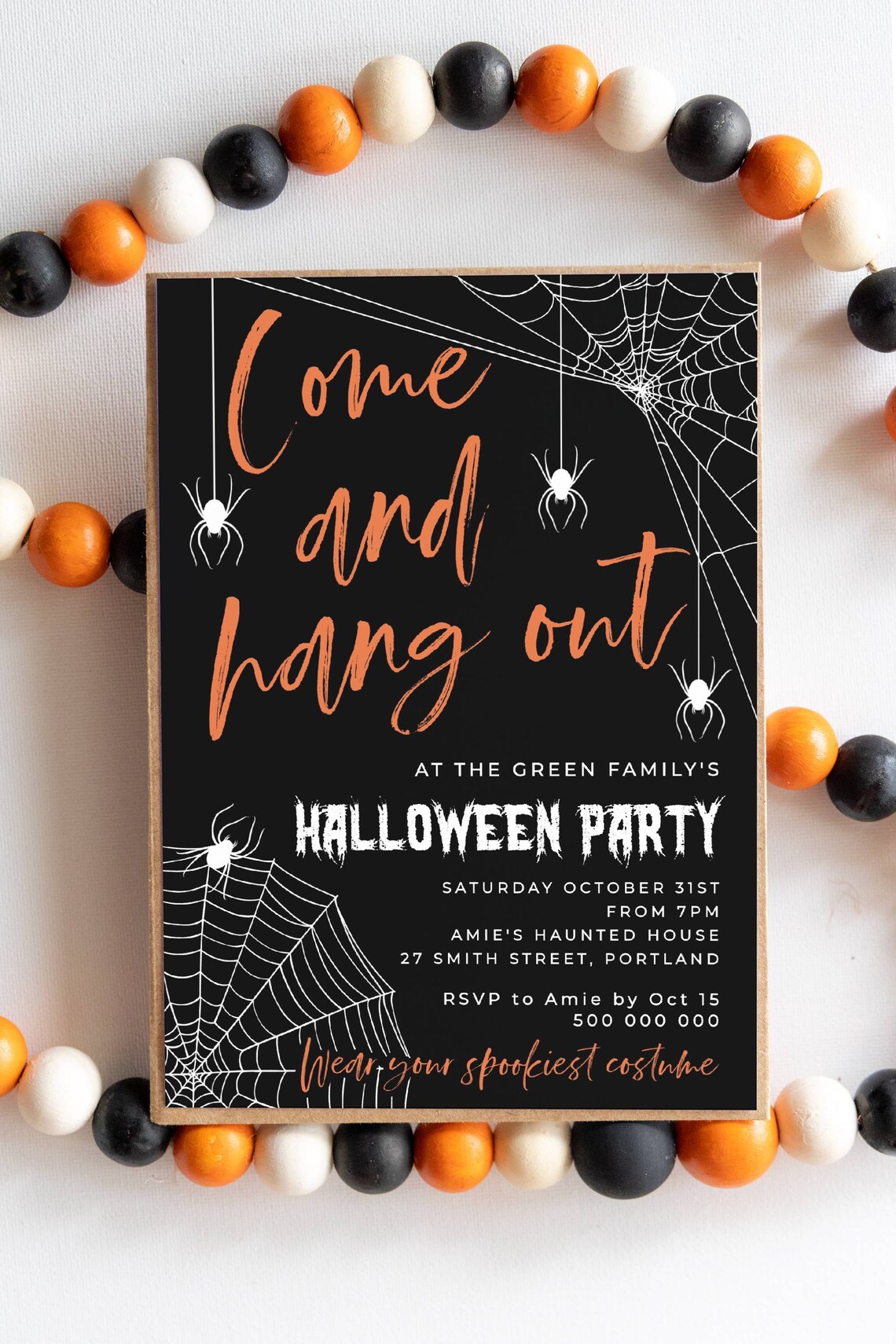 Come and Hang Out Halloween Party Invitation Template, Printable ...