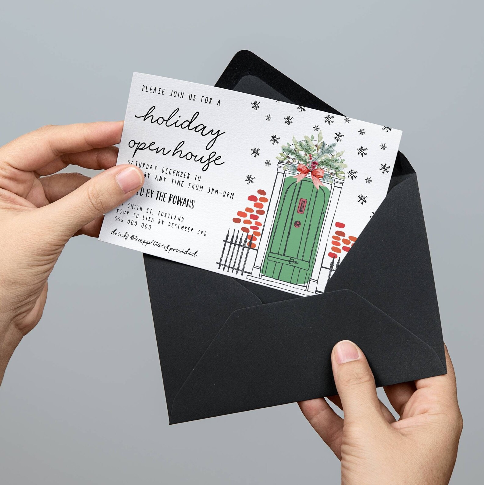 Holiday Open House Invitation Template, Printable Christmas Party ...