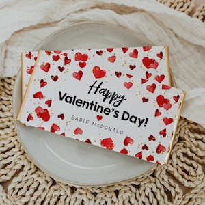 Valentine's Day Chocolate Bar Wrapper Template, Printable Hearts Candy ...