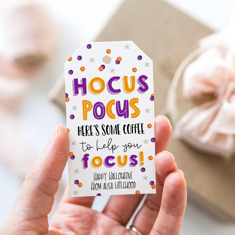 Halloween Coffee Gift Tag Template, Printable Hocus Pocus Latte Focus ...