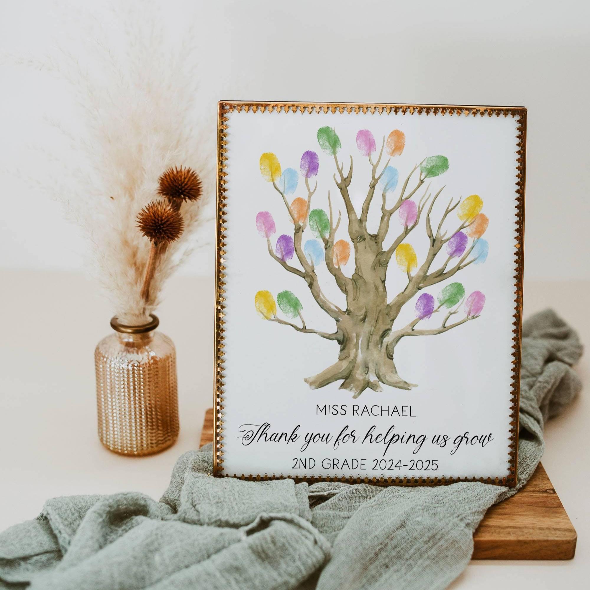 Teacher Gift Fingerprint Tree Sign Template, Printable Teacher Thank ...