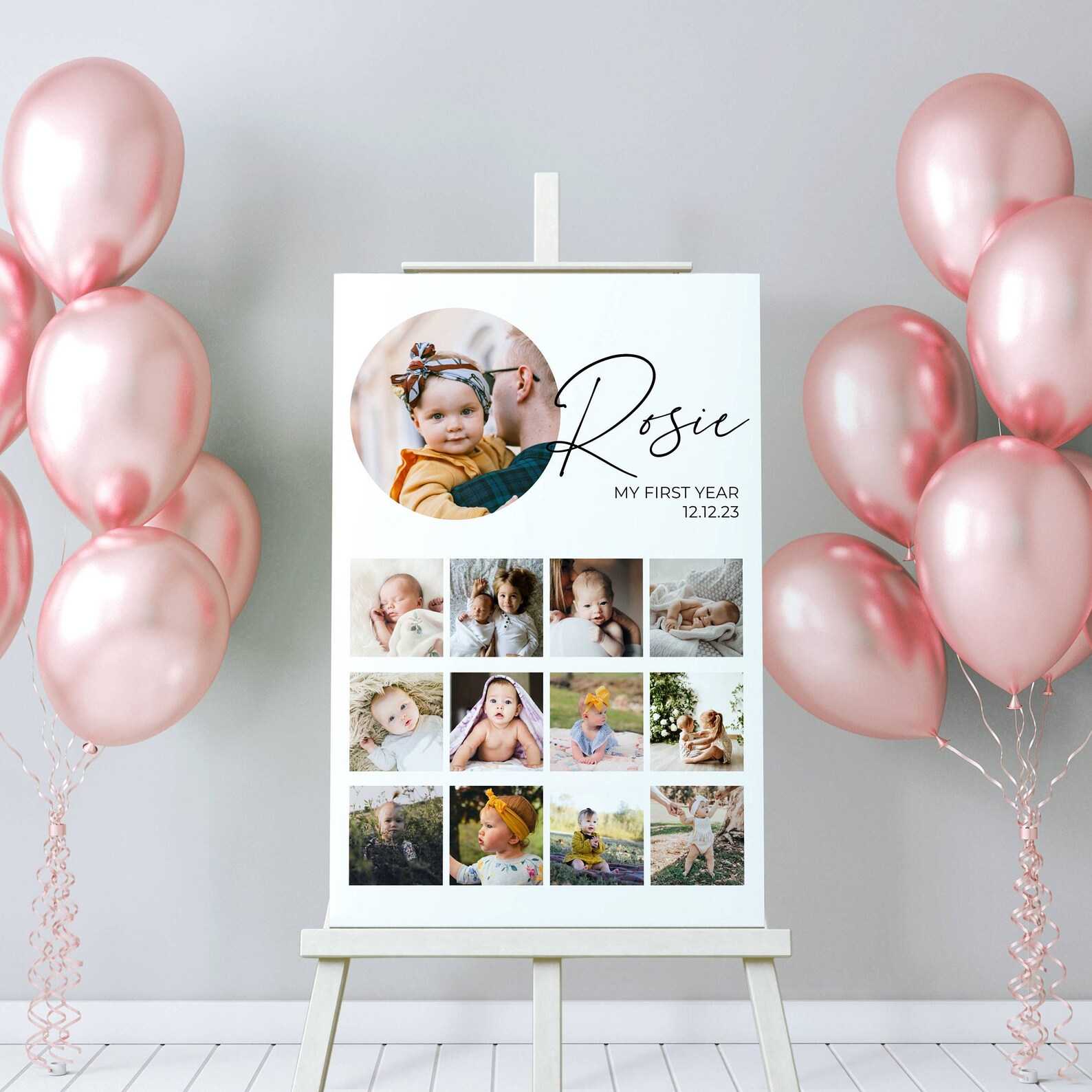 Modern First Year Photo Board Template Printable Baby's - Etsy