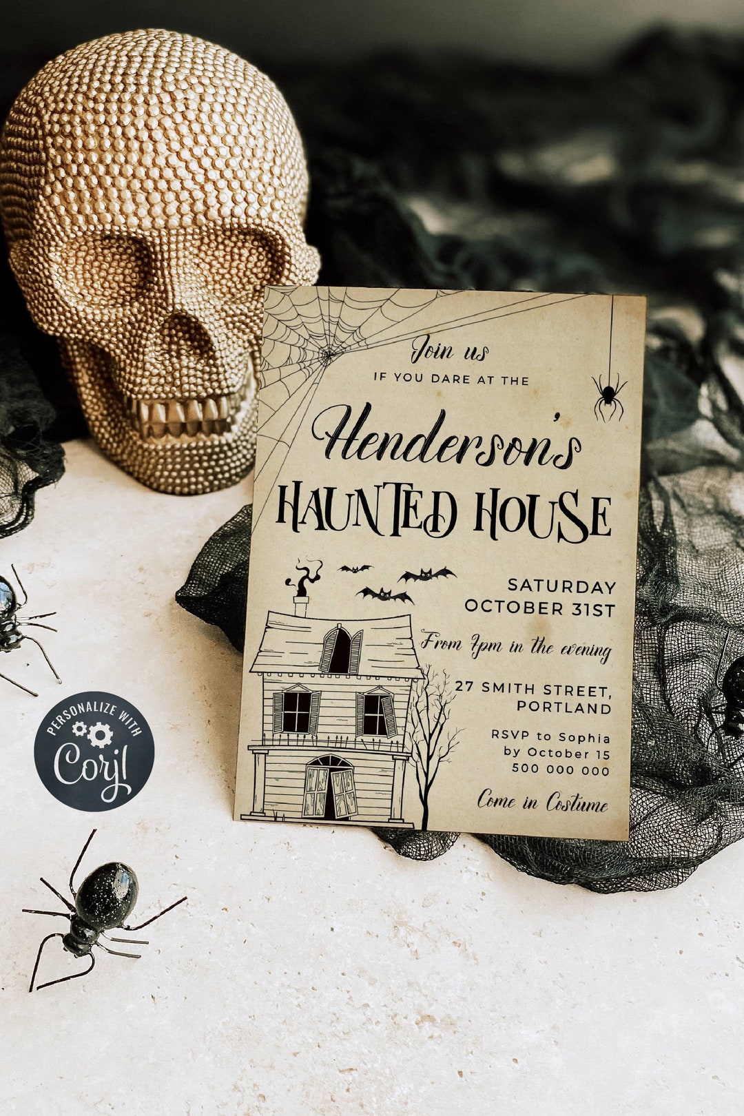 Haunted House Halloween Party Invitation Template, Printable Spooky ...