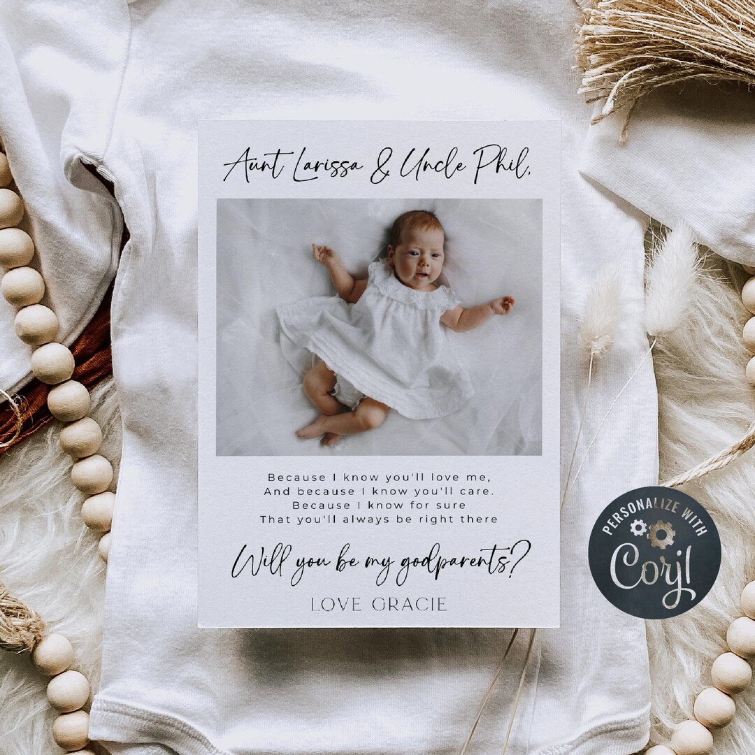 Will You Be My Godparents Proposal Card Template, Printable Minimal ...