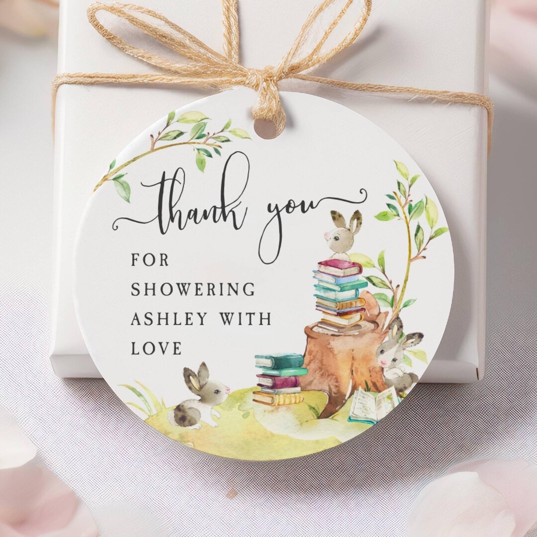 Storybook Baby Shower Round Gift Tag Template, Printable Book Themed ...