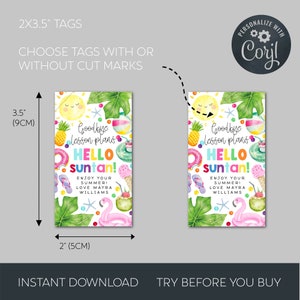 Goodbye Lesson Plans Hello Suntan Gift Tag Template, Printable Summer ...
