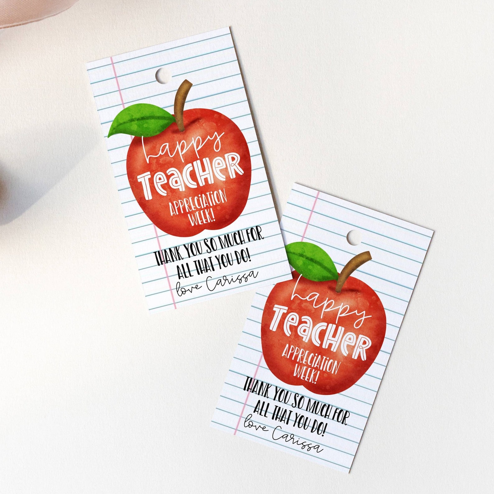Apple Teacher Appreciation Week Gift Tag Template, Printable Teacher ...