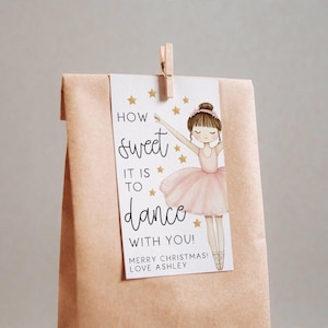 Dance Class Christmas Gift Tag Template, Printable Holiday Ballet ...