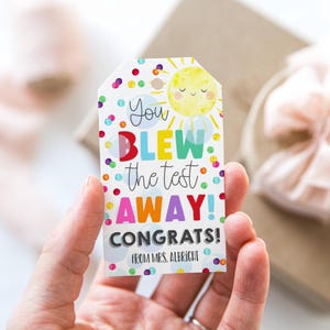 You Blew the Test Away Gift Tag Template, Printable Bubbles Testing Day ...