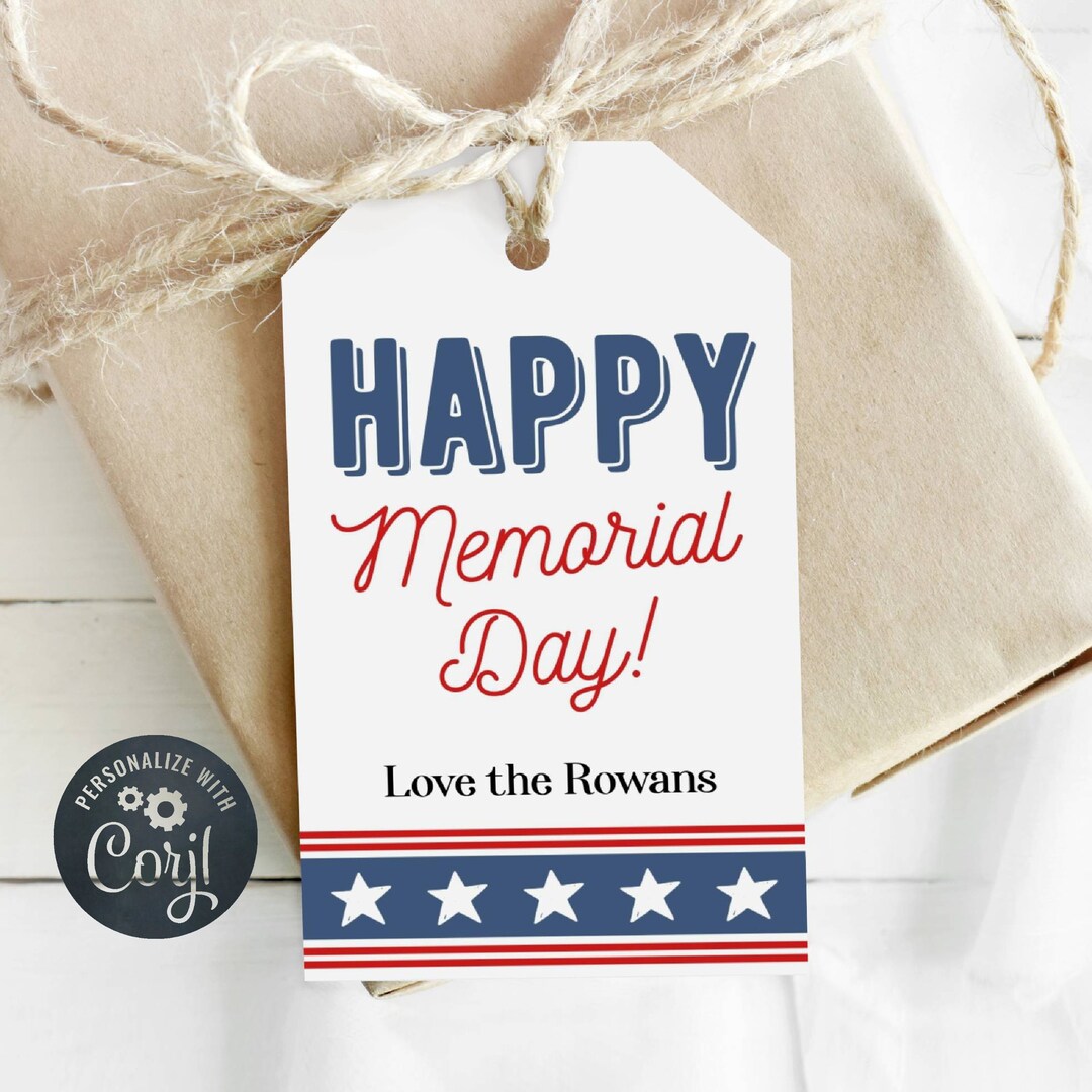 Memorial Day Favor Tag Template, Printable Modern Minimalist Stars ...