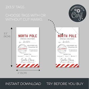 Printable North Pole Special Delivery Tag Template, Editable Santa Gift ...