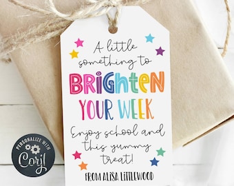 EDITABLE Back to School Teacher Gift Tag Bright School Year - Etsy